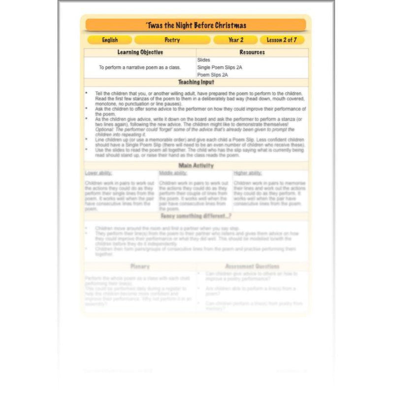 Twas the Night Before Christmas Lesson Plans | Year 2 Poetry — PlanBee