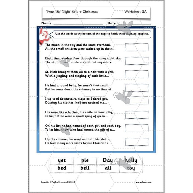 Twas the Night Before Christmas Lesson Plans | Year 2 Poetry — PlanBee