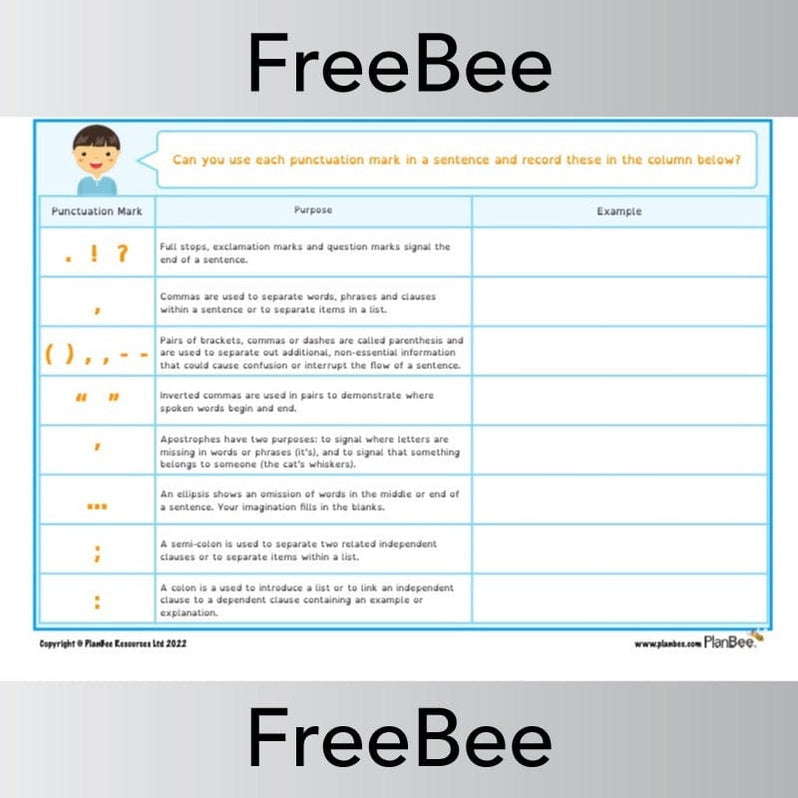 FREE UKS2 Punctuation Activities by PlanBee