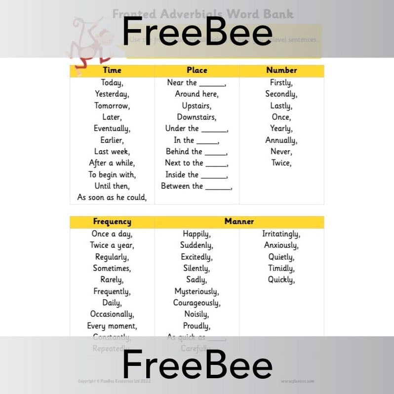 FREE Uplevelling Sentences Worksheet and Word Banks by PlanBee