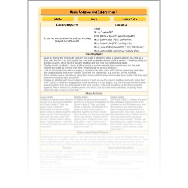 Using Addition and Subtraction Year 4 Maths by PlanBee