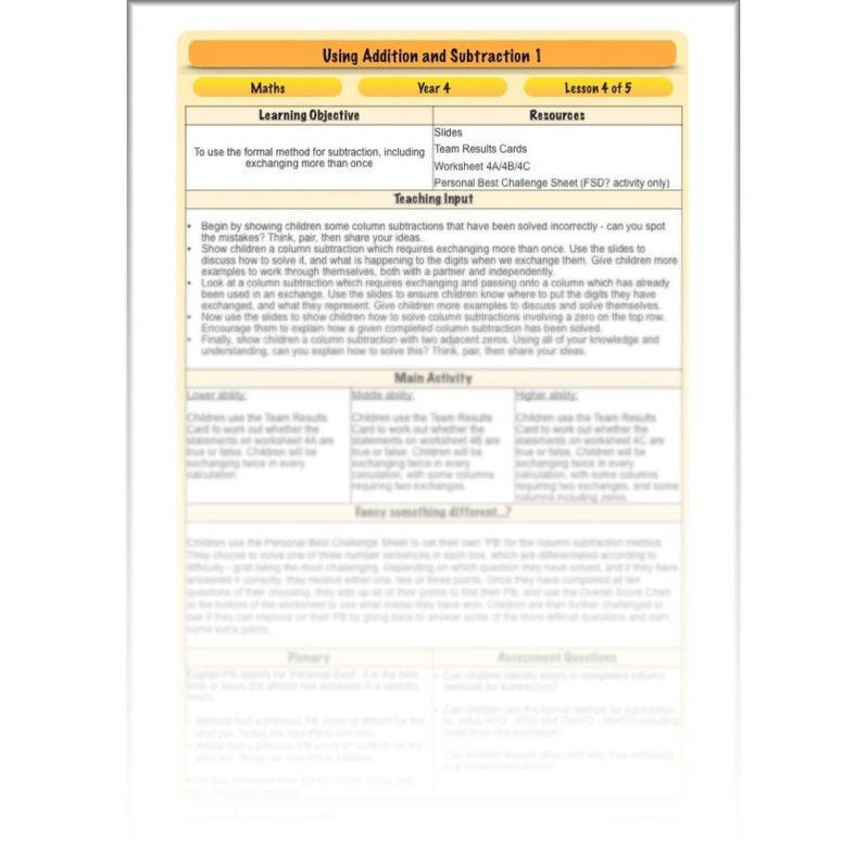 Using Addition and Subtraction Year 4 Maths by PlanBee