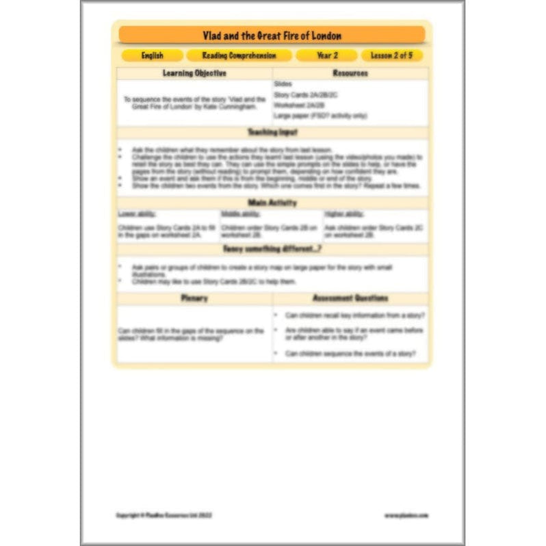 Vlad and the Great Fire of London Planning Year 2 — PlanBee