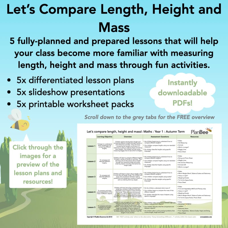 Let's compare length, height and mass KS1 Maths by PlanBee