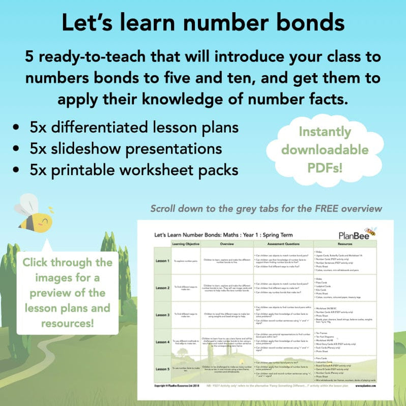 Let’s learn number bonds - KS1 complete planning — PlanBee