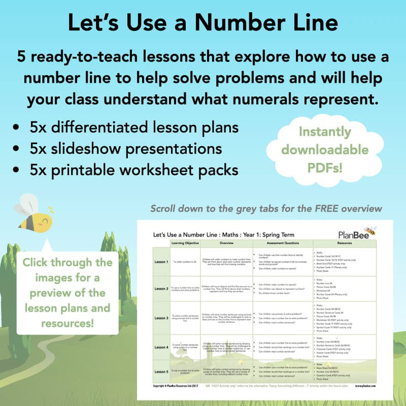 Let’s use a number line KS1 Year 1 maths lessons by PlanBee