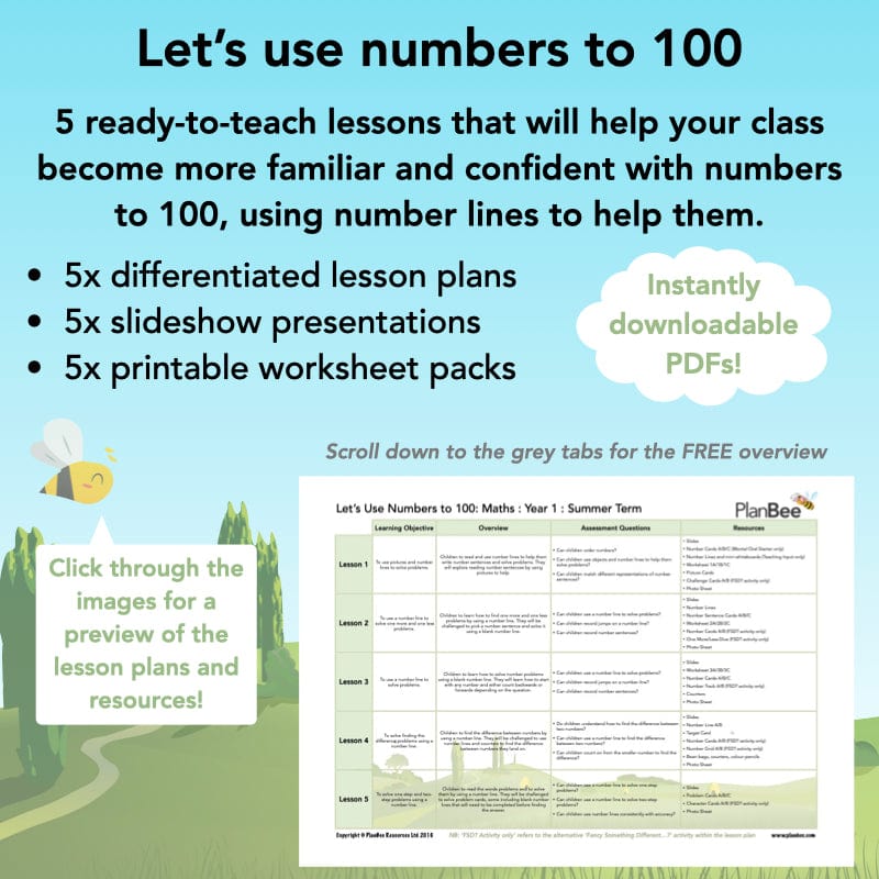 Let's use numbers to 100 Year 1 Maths Lessons by PlanBee