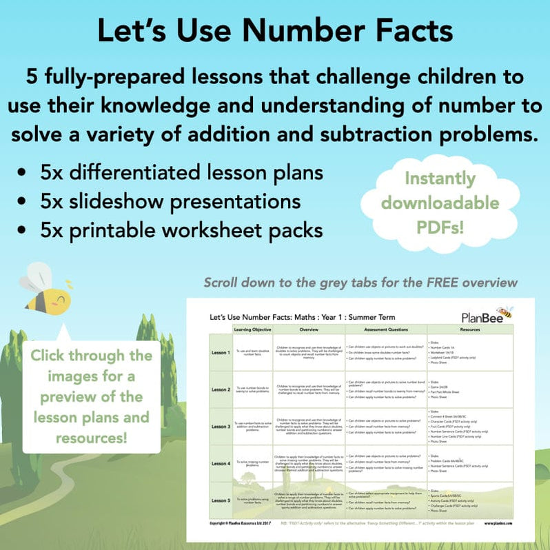 Let's use number facts - Year 1 Maths activity pack — PlanBee