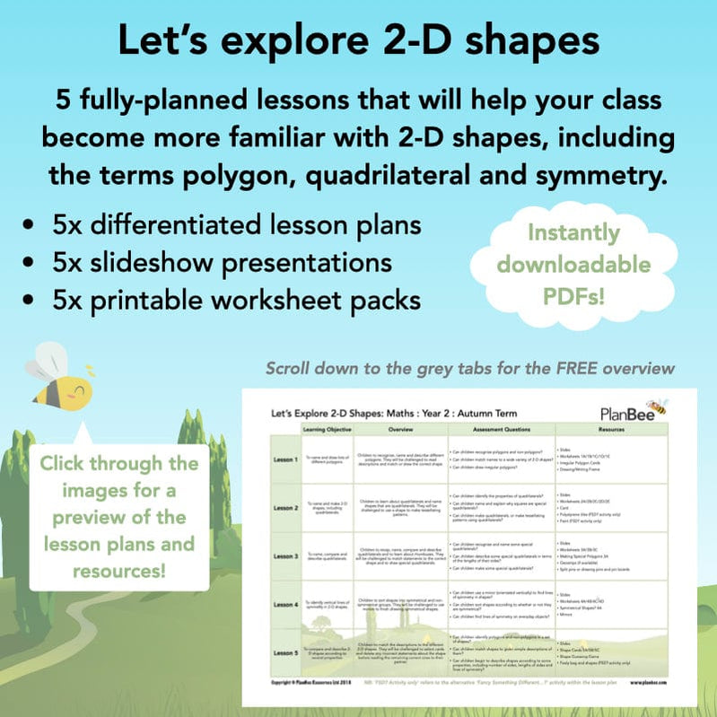 Properties of Shapes KS1 and KS2 Maths lessons by PlanBee