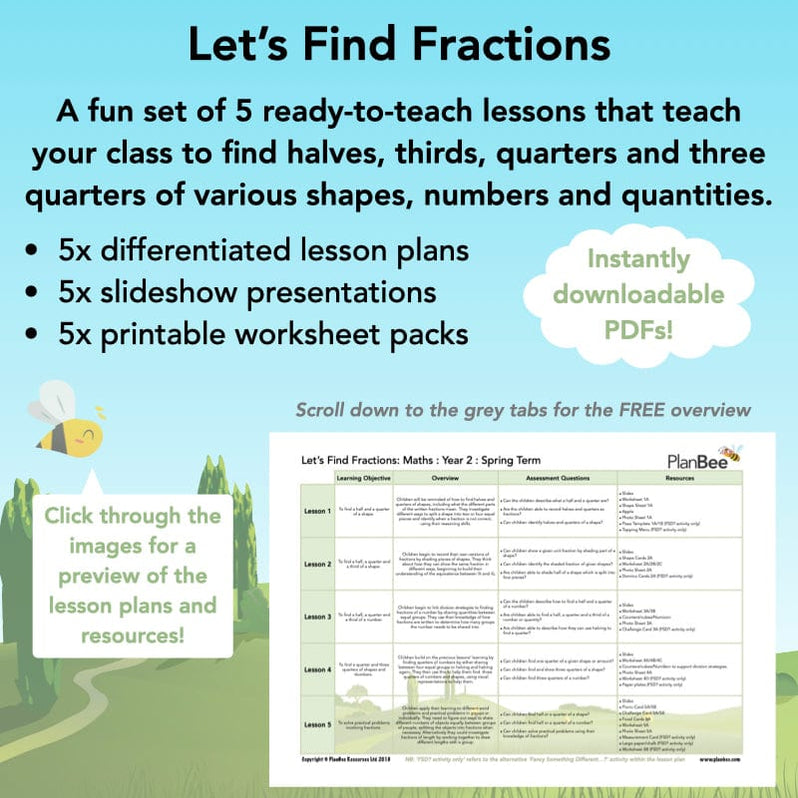 Let's Find Fractions Year 2 Maths Lesson by PlanBee