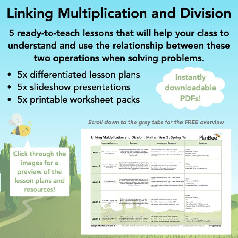 Linking Multiplication and Division Year 3 Maths by PlanBee
