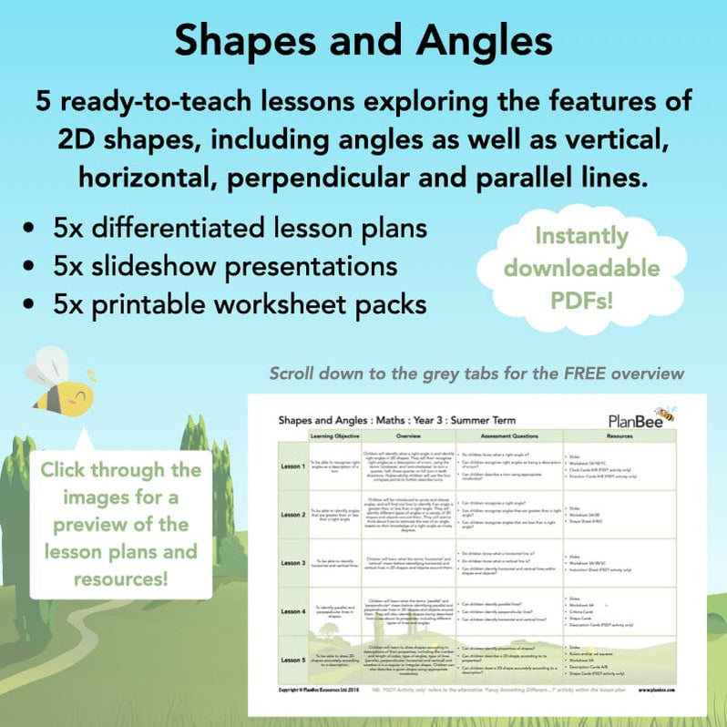 Shapes and Angles Year 3 Maths Lessons by PlanBee