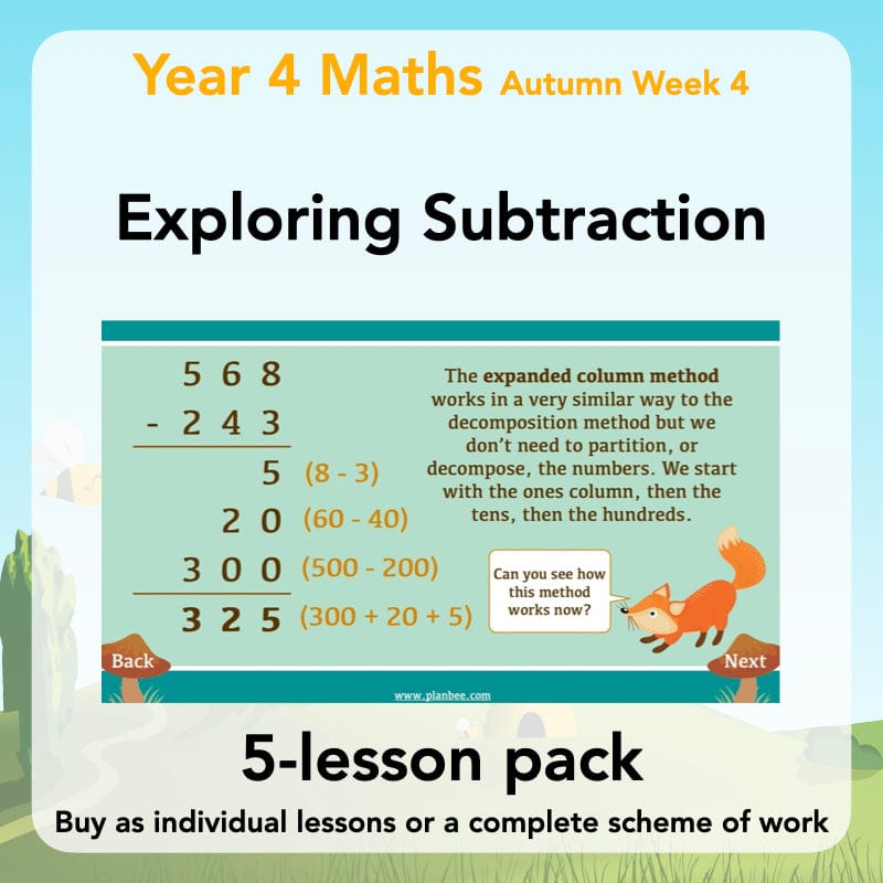 Exploring Subtraction Year 4 Maths Lessons by PlanBee