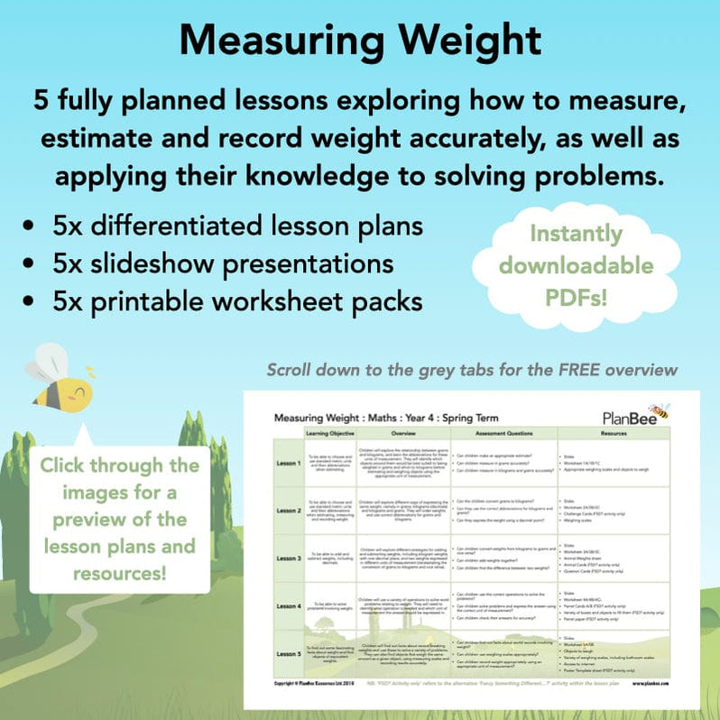 Measuring Weight KS2 Year 4 Maths Planning by PlanBee