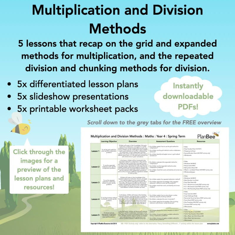 Multiplication and Division Methods Year 4 Maths by PlanBee
