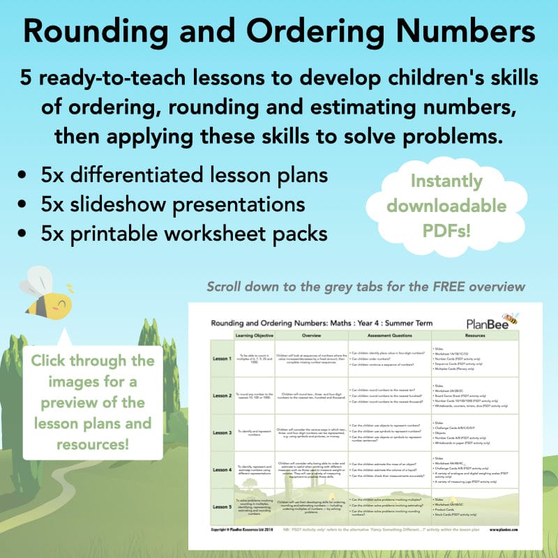 Rounding and Ordering Numbers Year 4 Place Value by PlanBee