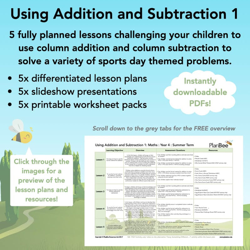 Using Addition and Subtraction Year 4 Maths by PlanBee