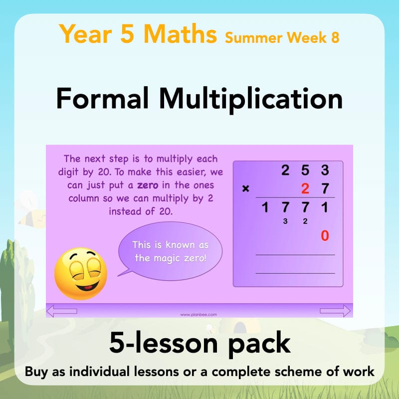 Formal Multiplication Year 5 Maths Lessons by PlanBee