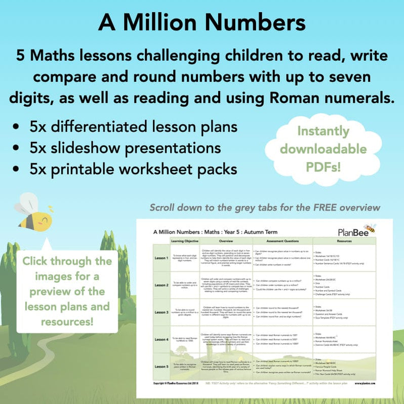 A Million Numbers Year 5 Maths Planning by PlanBee