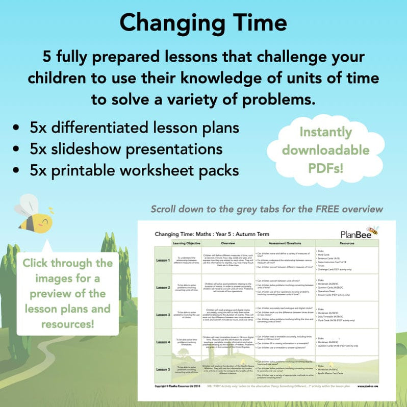 Changing Time Year 5 Maths Lesson Planning Pack — PlanBee