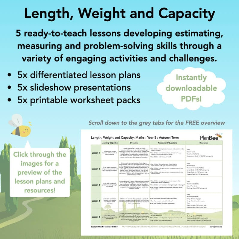 Length, Weight & Capacity Year 5 Maths Planning by PlanBee