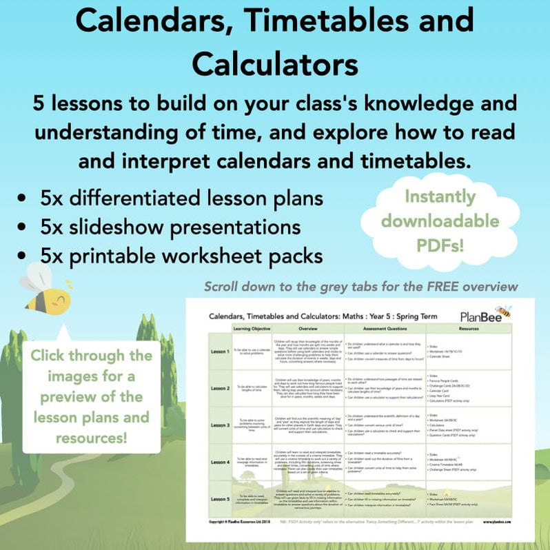 Year 5 Time Lessons: Calendars and Timetables KS2 — PlanBee