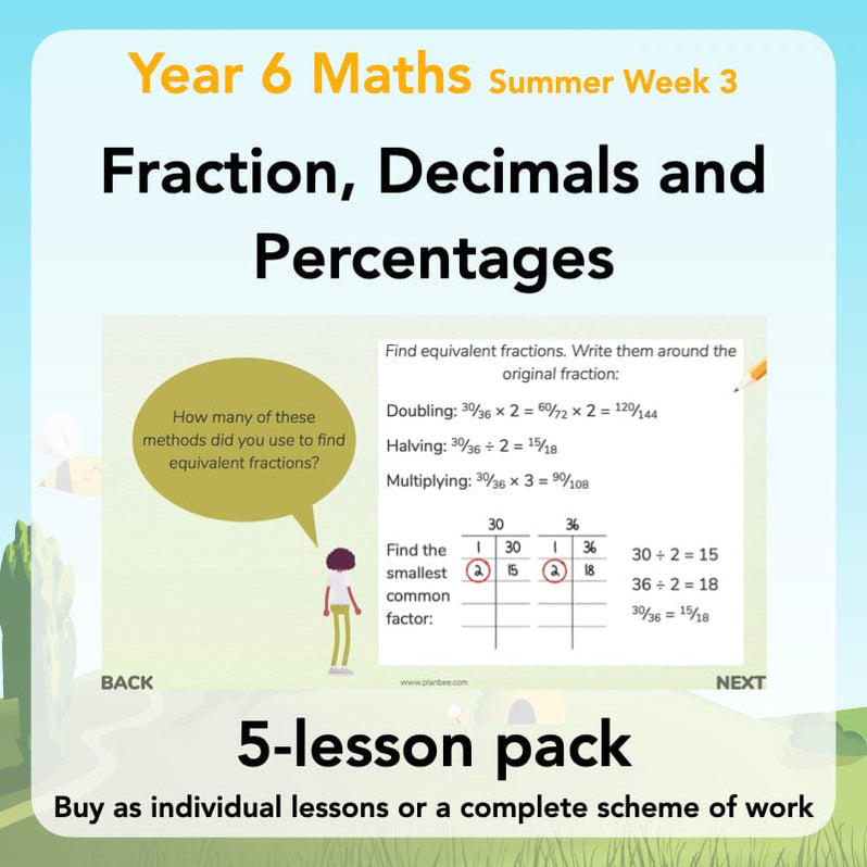 Fractions, Decimals and Percentages Year 6 Maths by PlanBee