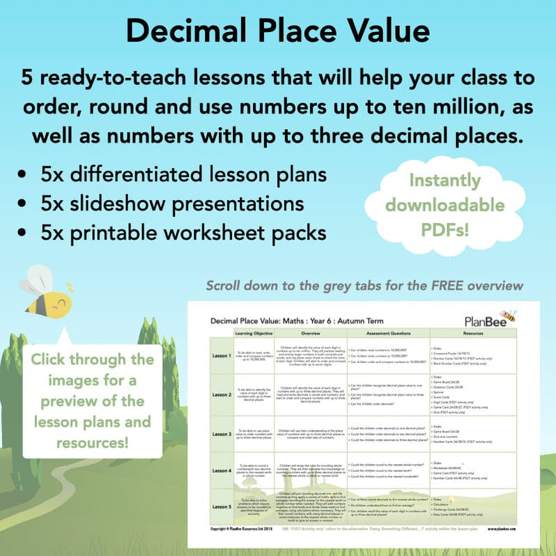 Year 6 Decimal Place Value Maths Lessons by PlanBee