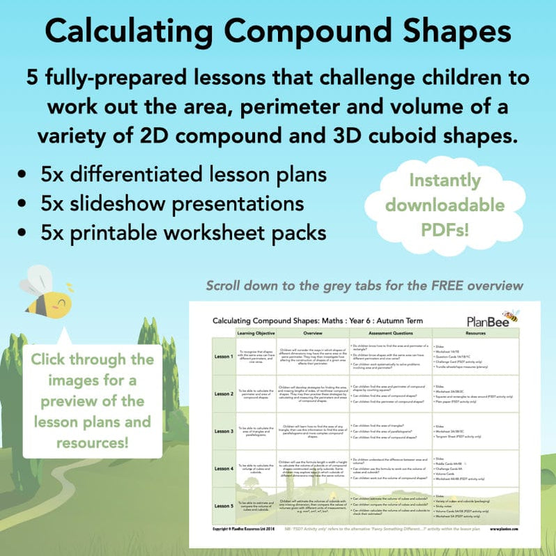 Volume and Area of Compound Shapes KS2 Maths by PlanBee