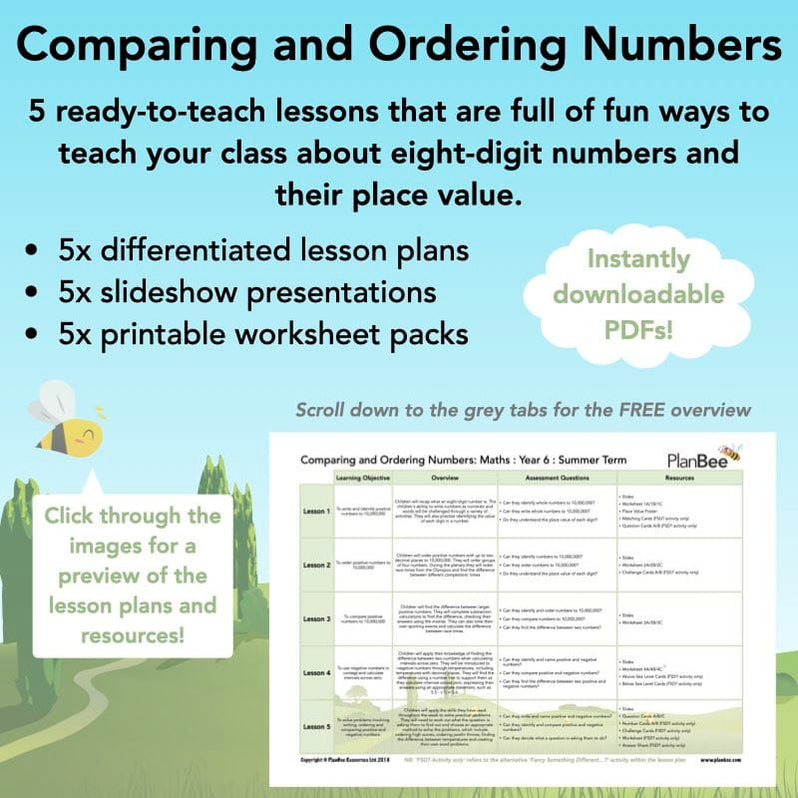 Comparing & Ordering Numbers - Year 6 Maths Planning — PlanBee