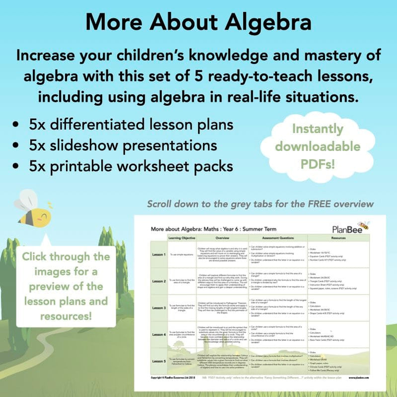 Algebra KS2 Maths Year 6 worksheets and lessons by PlanBee