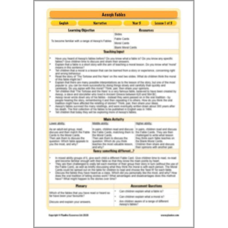 Aesop's Fables KS2 English Lesson Plans by PlanBee