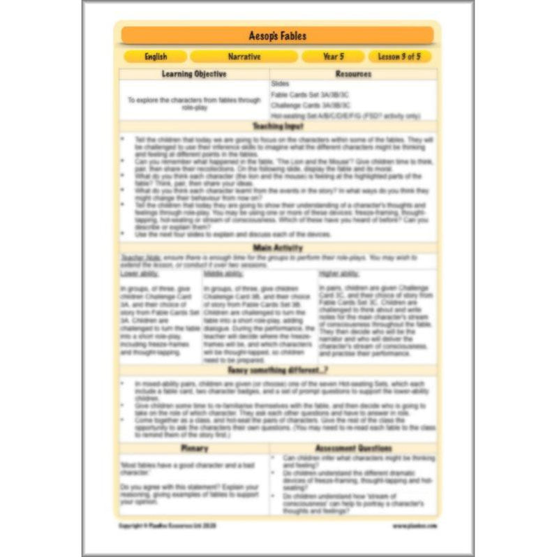 Aesop's Fables KS2 English Lesson Plans by PlanBee