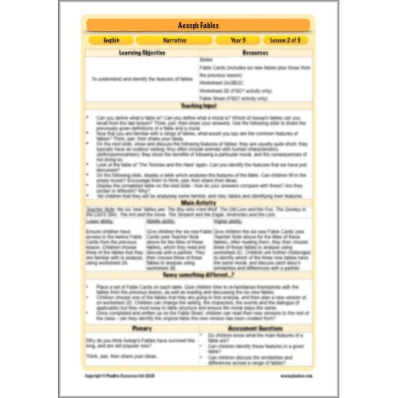 Aesop's Fables KS2 English Lesson Plans by PlanBee