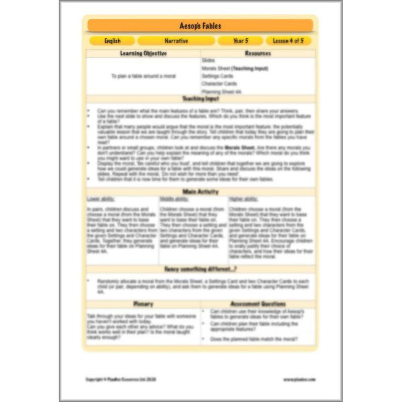 Aesop's Fables KS2 English Lesson Plans by PlanBee