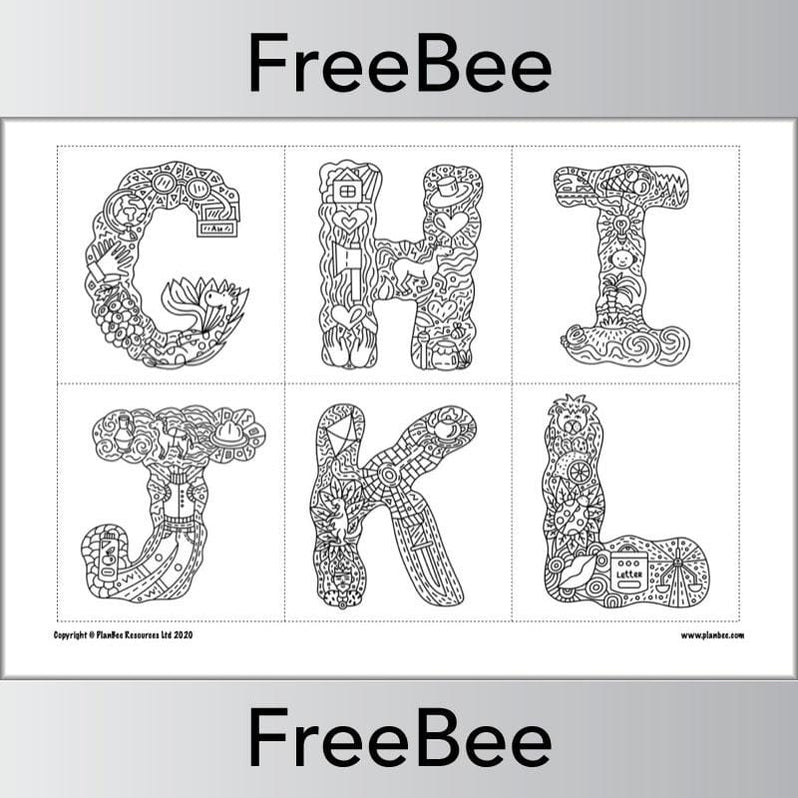 Free Printable Alphabet Colouring Pages by PlanBee