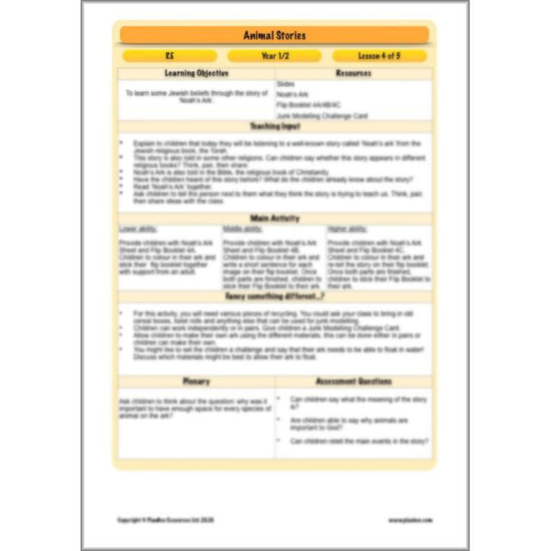 Animal Stories KS1 RE Planning Year 2 Lessons by PlanBee