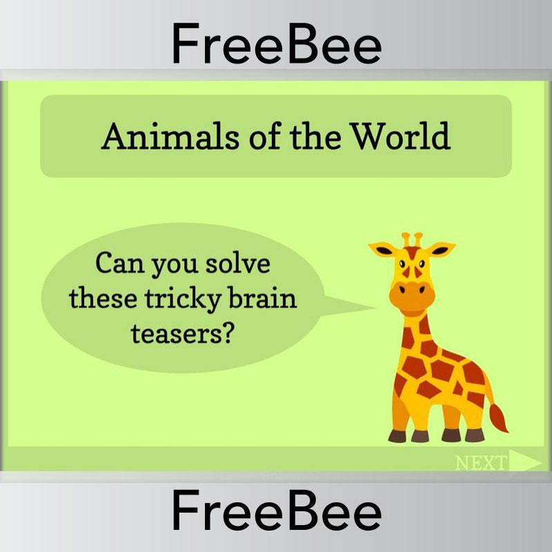 Free Animals of the World Brain Teasers by PlanBee