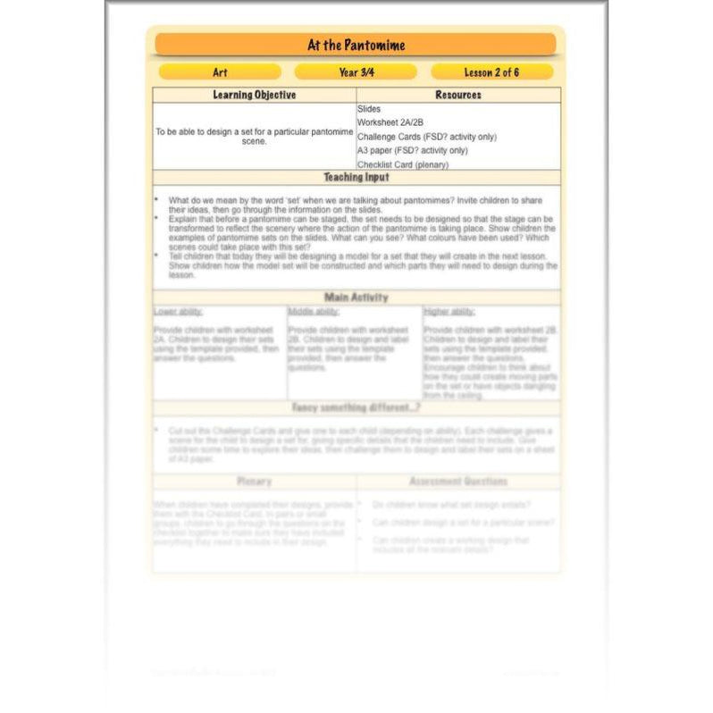 Pantomime Ideas for KS2 Art Lessons by PlanBee