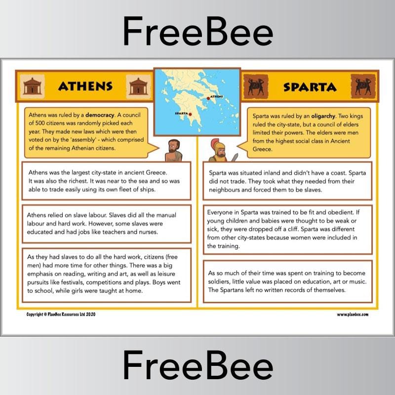 Athens and Sparta KS2 Comparison Chart | Primary History — PlanBee