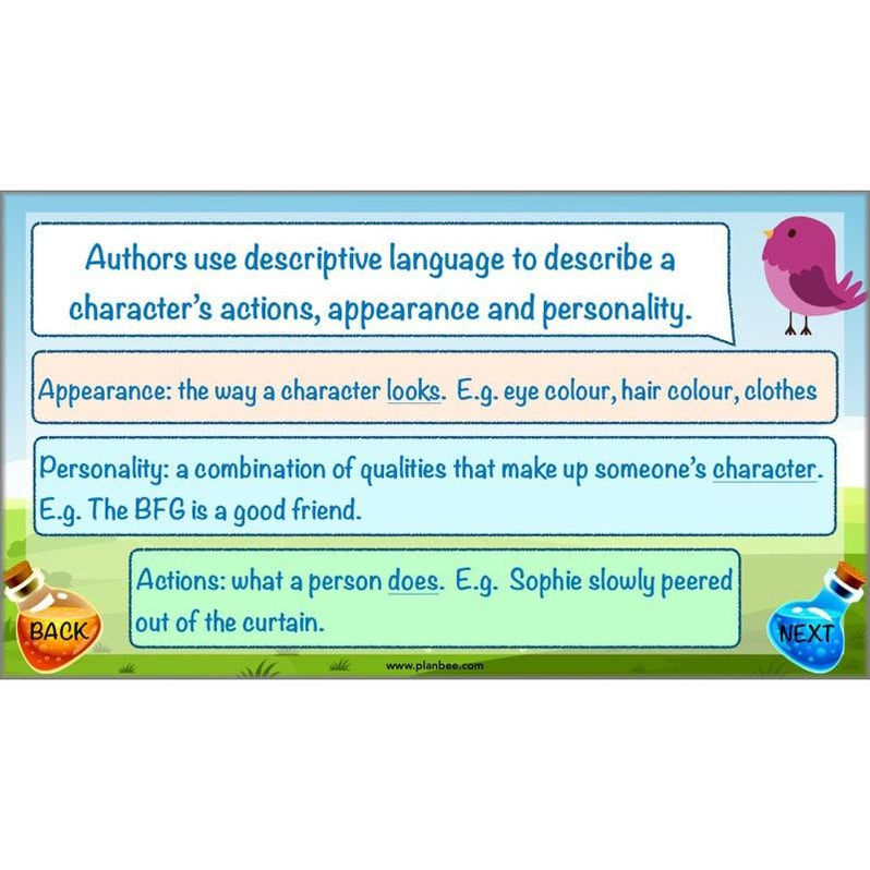 The BFG Character Description KS2 Year 3 Planning by PlanBee