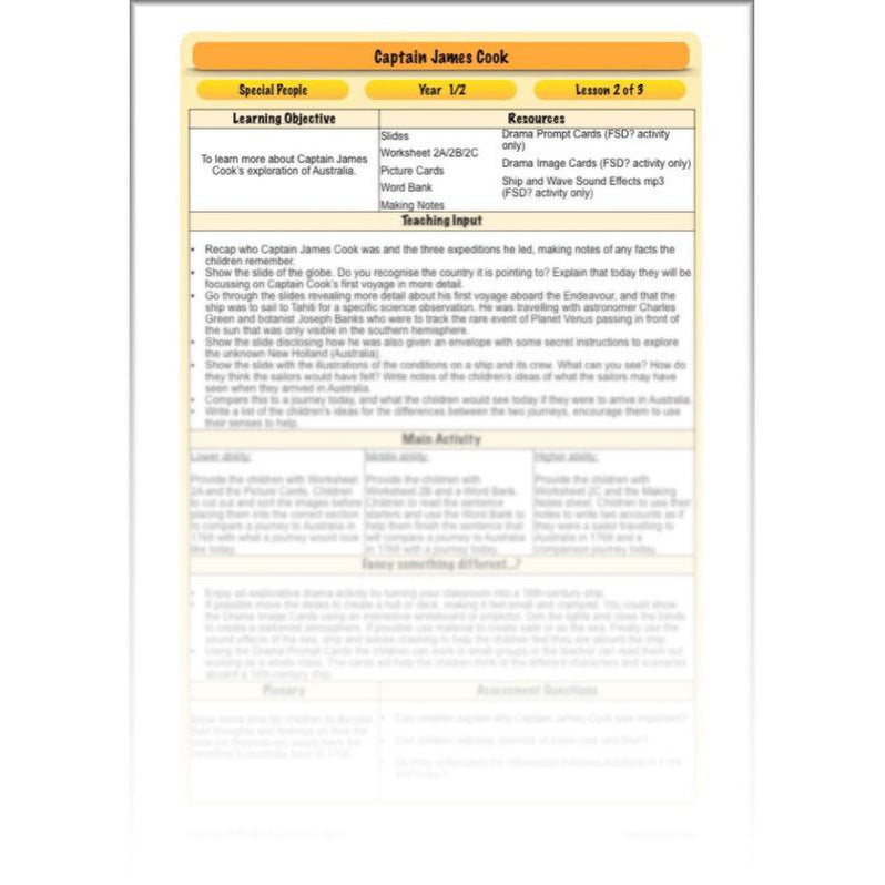 Captain Cook KS1 lesson pack for kids by PlanBee