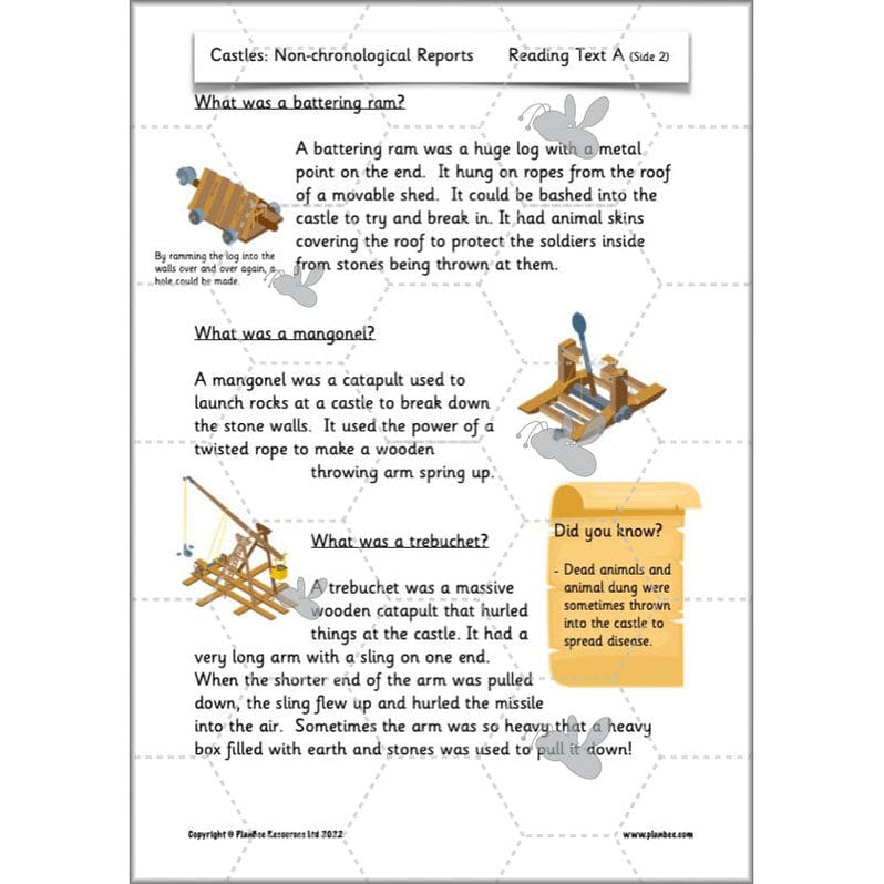 Castles Non-Chronological Reports Year 2 English by PlanBee
