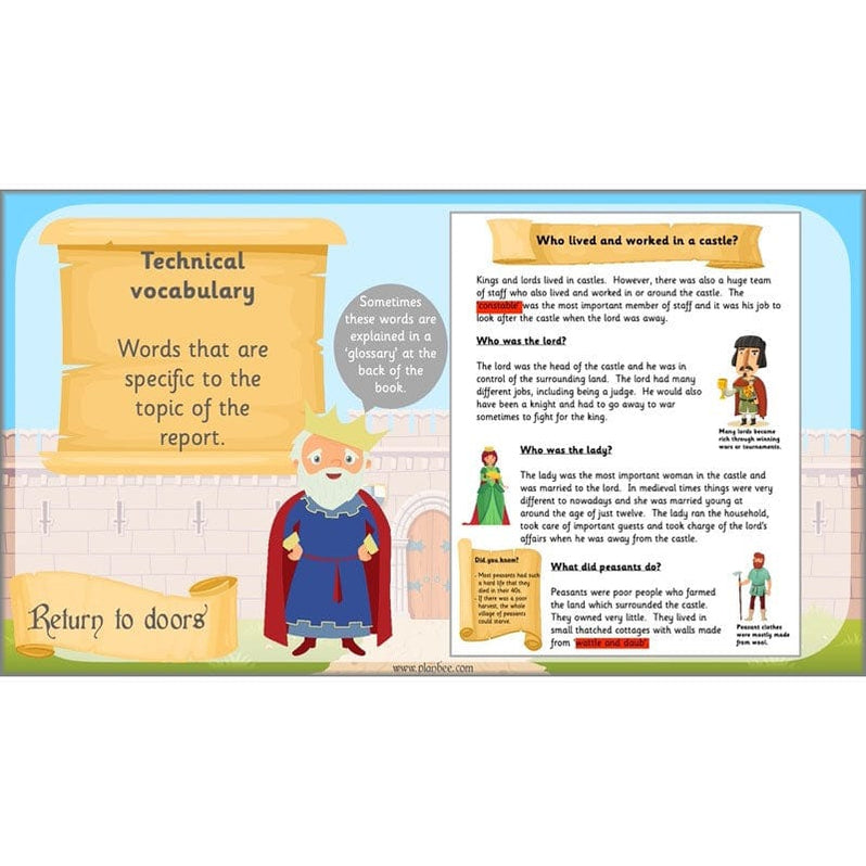 Castles Non-Chronological Reports Year 2 English by PlanBee