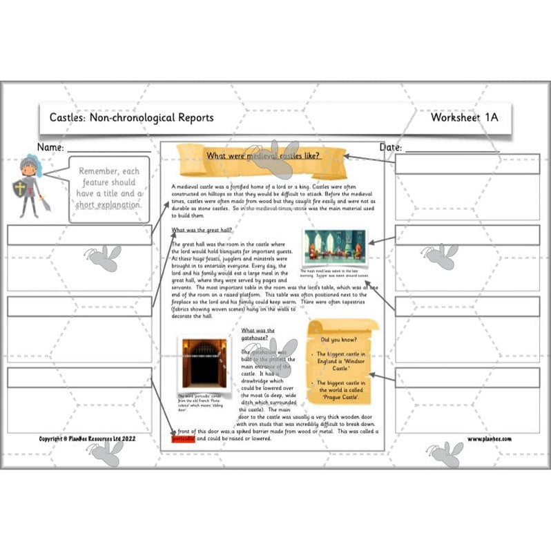 Castles Non-Chronological Reports Year 2 English by PlanBee