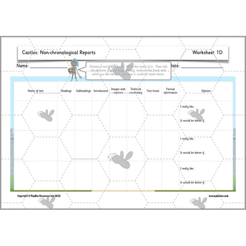 Castles Non-Chronological Reports Year 2 English by PlanBee
