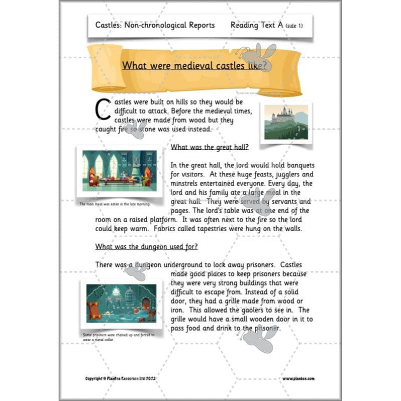 Castles Non-Chronological Reports Year 2 English by PlanBee