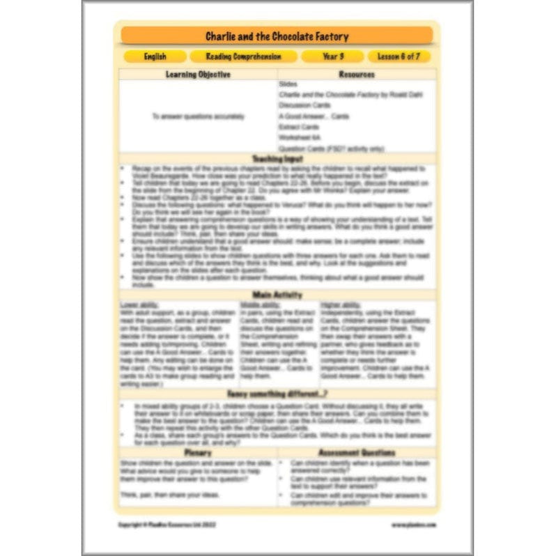 Charlie and the Chocolate Factory Resources KS2 Pack | PlanBee