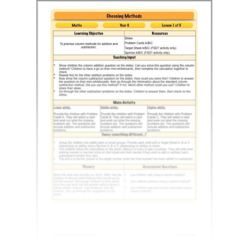 Choosing Methods Year 6 Maths Planning by PlanBee