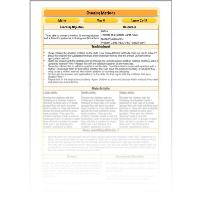 Choosing Methods Year 6 Maths Planning by PlanBee